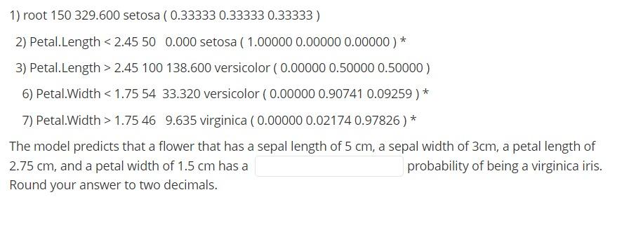 Solved A tree is fitted to the famous Iris dataset. The data | Chegg.com