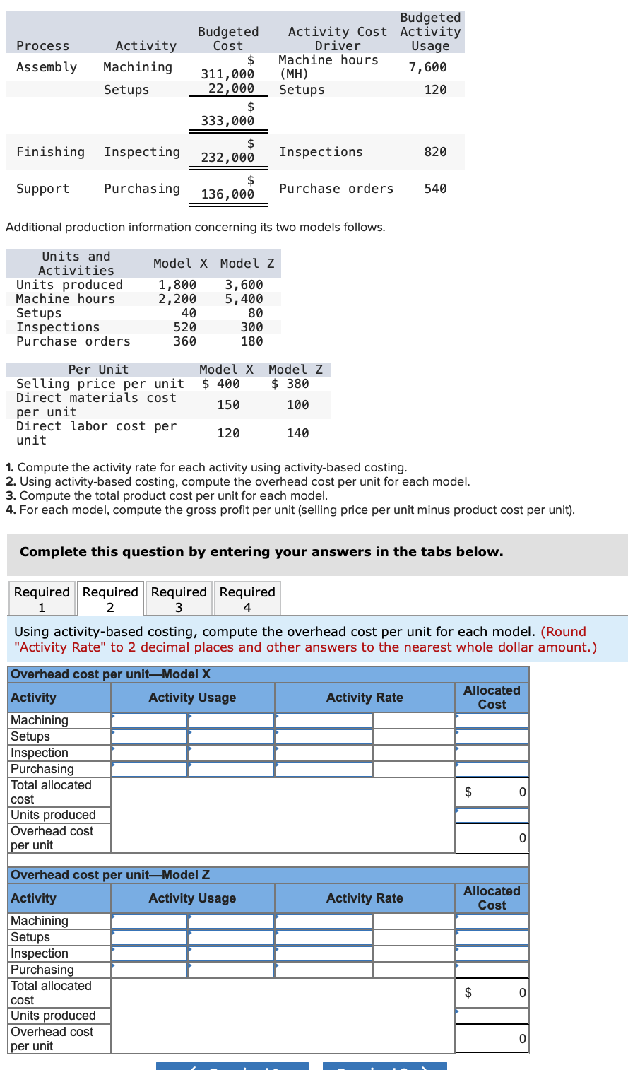 Solved Exercise 17-17 (Algo) Using activity-based costing to | Chegg.com