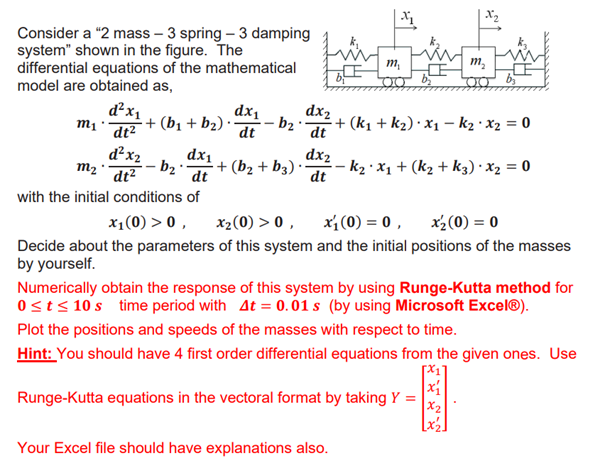 Solved Consider a " 2 ﻿mass -3 ﻿spring -3 ﻿dampingsystem" | Chegg.com