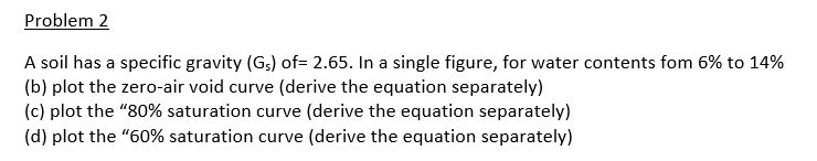 Solved Problem 2 A soil has a specific gravity (Gs) of= | Chegg.com