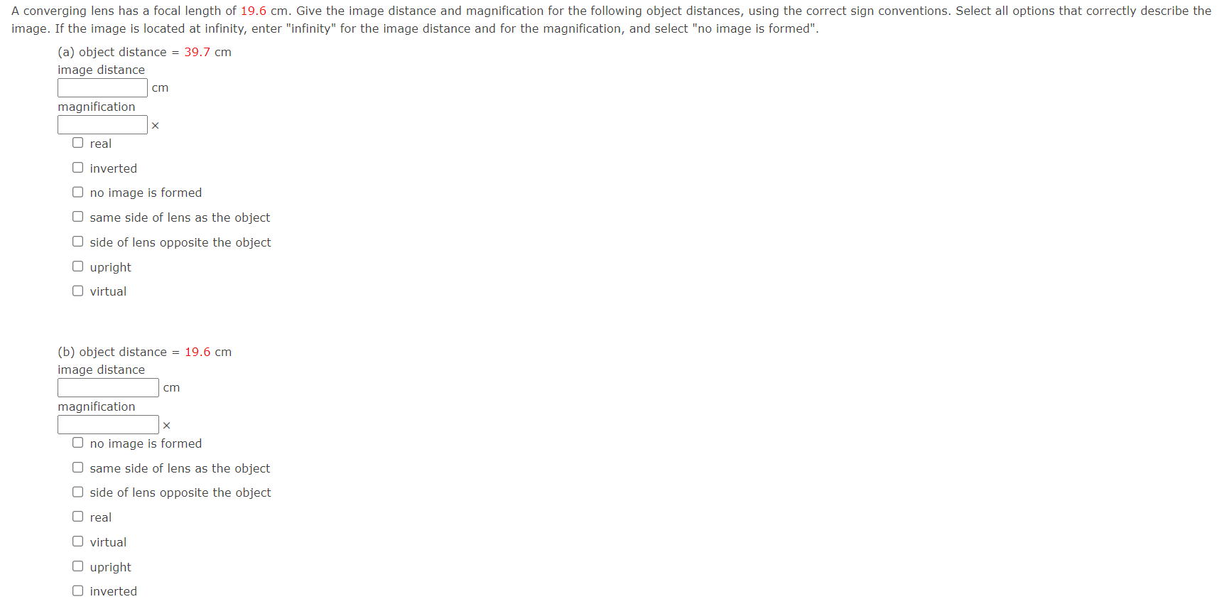 Solved nage. If the image is located at infinity, enter | Chegg.com