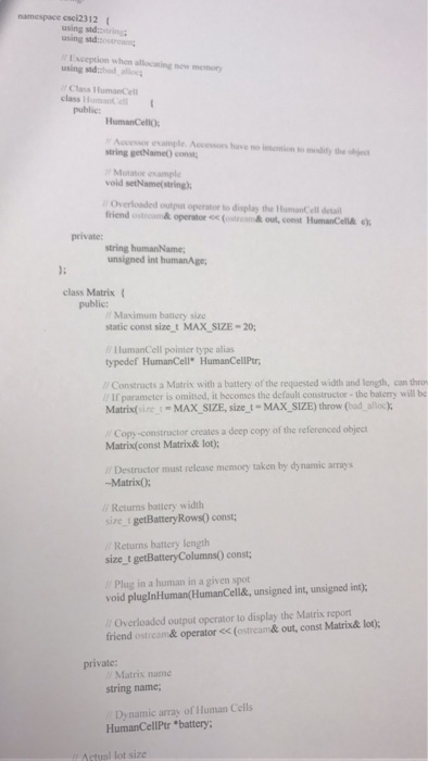 Solved 4. Write a copy constructor for the Matrix class. | Chegg.com
