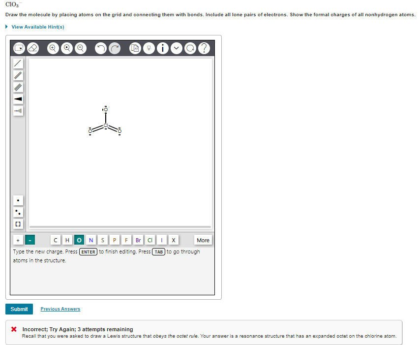 Solved Cio Draw The Molecule By Placing Atoms On The Grid