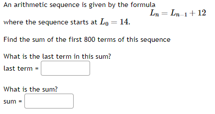 Solved An arithmetic sequence is given by the formula | Chegg.com