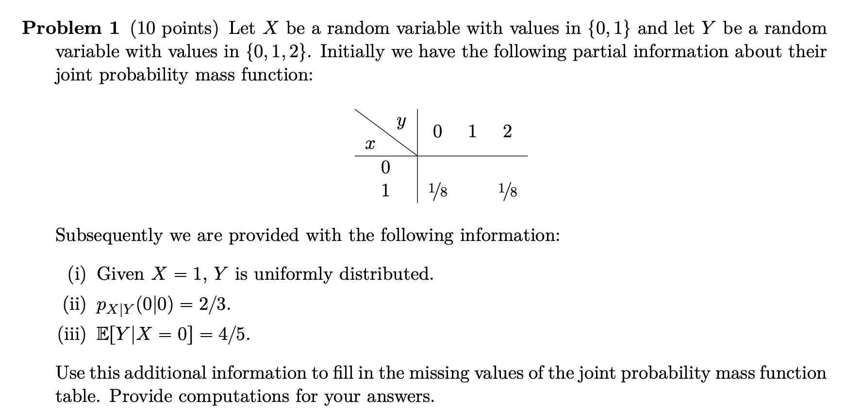 Solved Problem 1 (10 points) Let X be a random variable with | Chegg.com