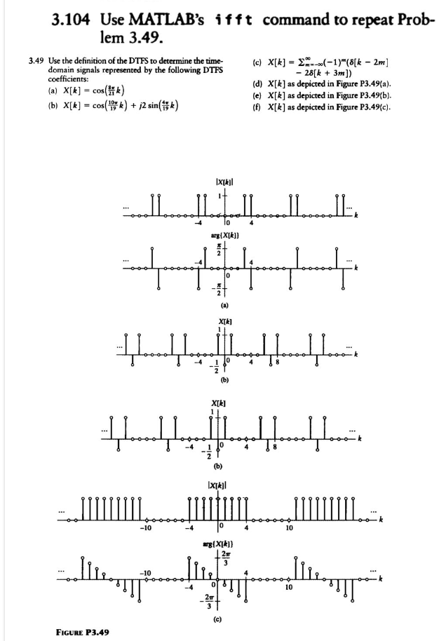 3.104 Use MATLAB's if ft command to repeat Problem | Chegg.com
