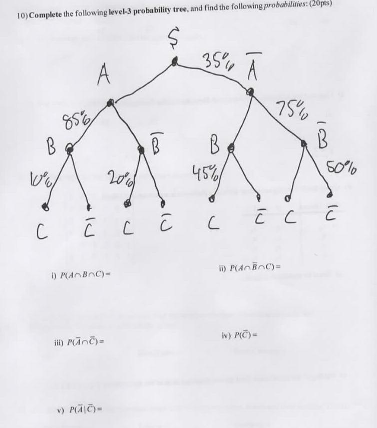 Solved Complete the following level-3 probability tree, and | Chegg.com