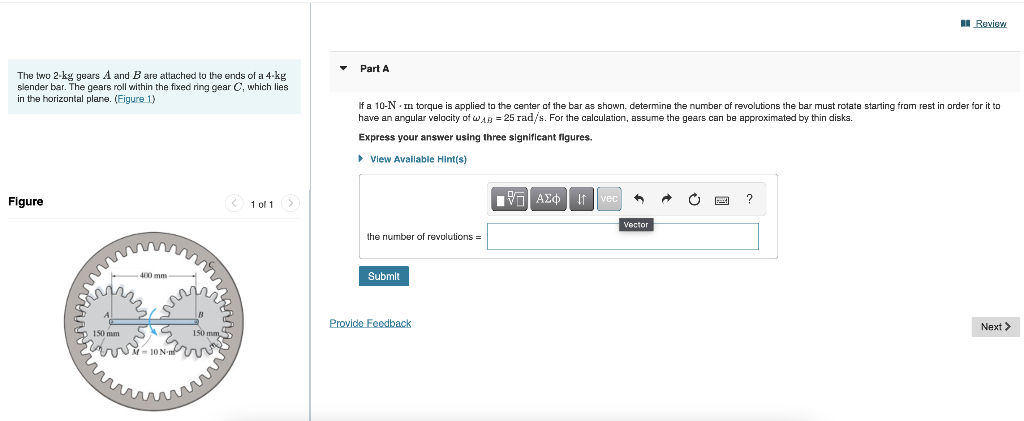 Solved The two 2-kg gears A and B are attached to the ends | Chegg.com