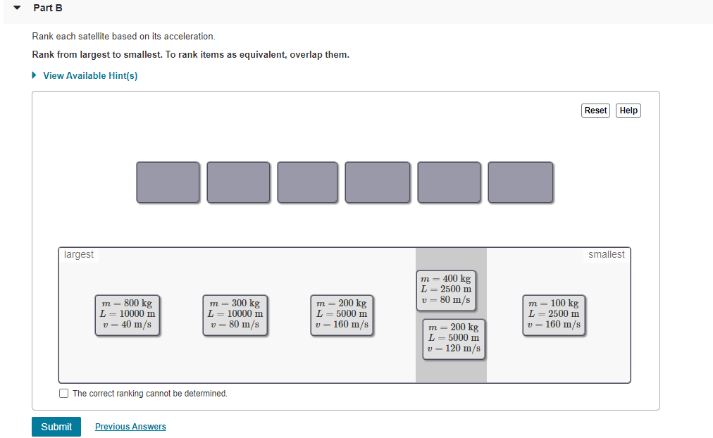 Solved Part B Rank each satellite based on its acceleration. | Chegg.com