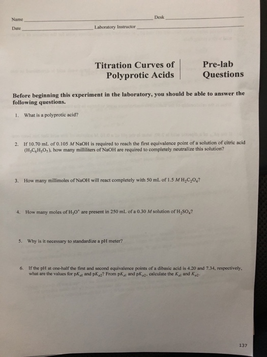 Solved Desk Name Date Laboratory Instructor Pre-lab | Chegg.com