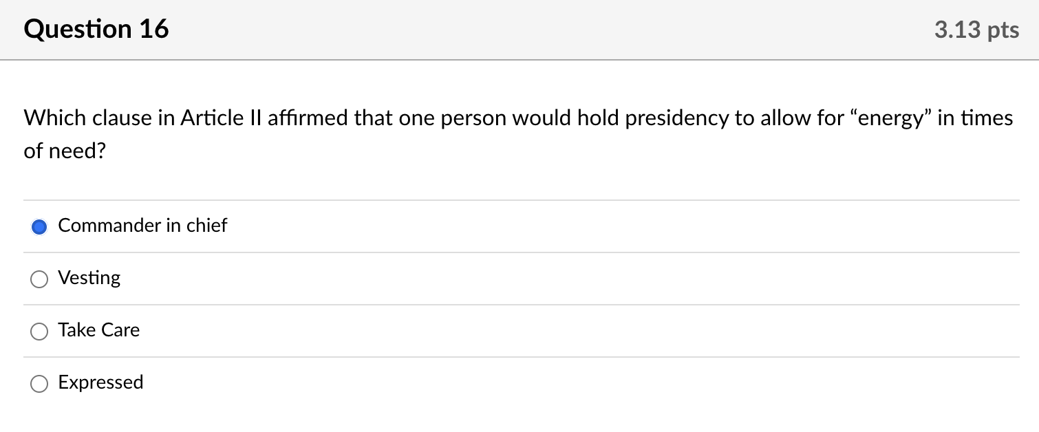 Which clause in Article II affirmed that one person | Chegg.com