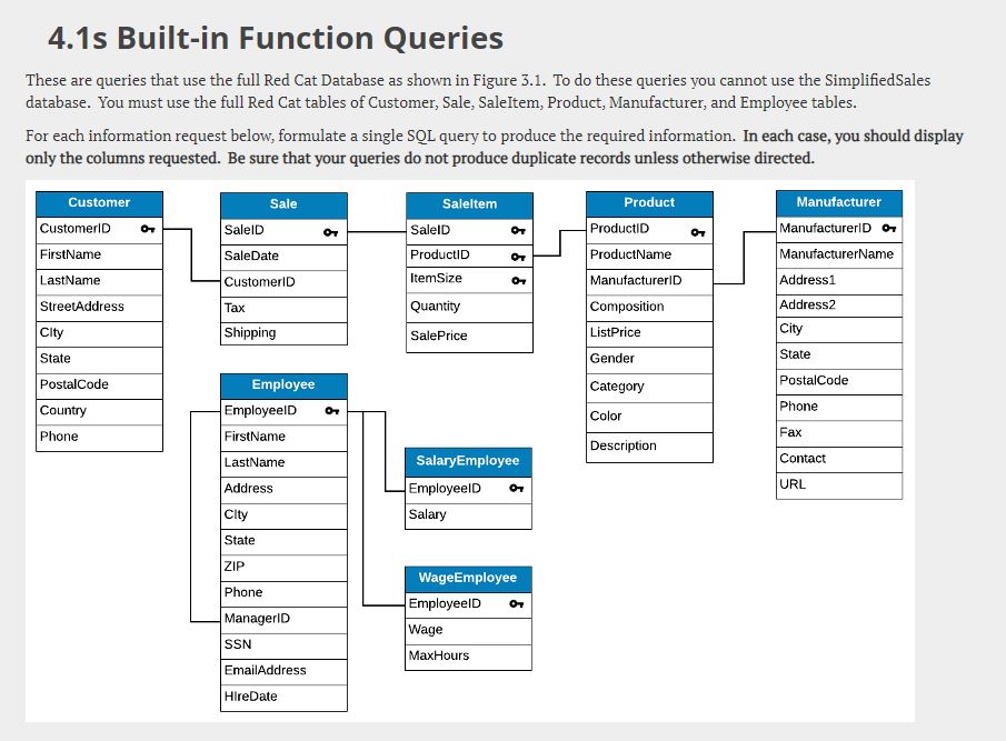 Solved 4.1s Built-in Function Queries These are queries that | Chegg.com