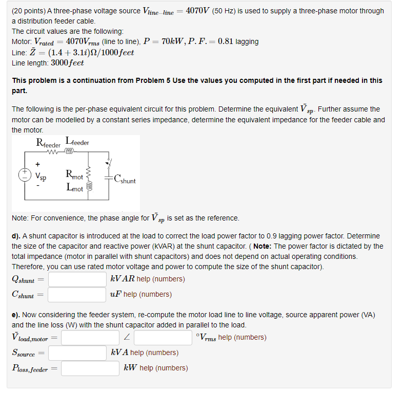 Solved (20 points) A three-phase voltage source Vline-line | Chegg.com