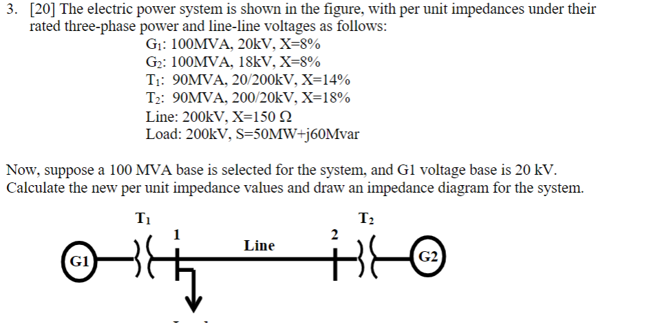 Solved 3. [20] The electric power system is shown in the | Chegg.com