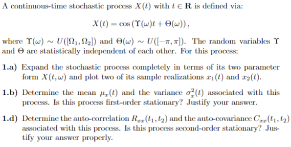 Solved Λ continuous-time stochastic process X(t) with t∈R is | Chegg.com