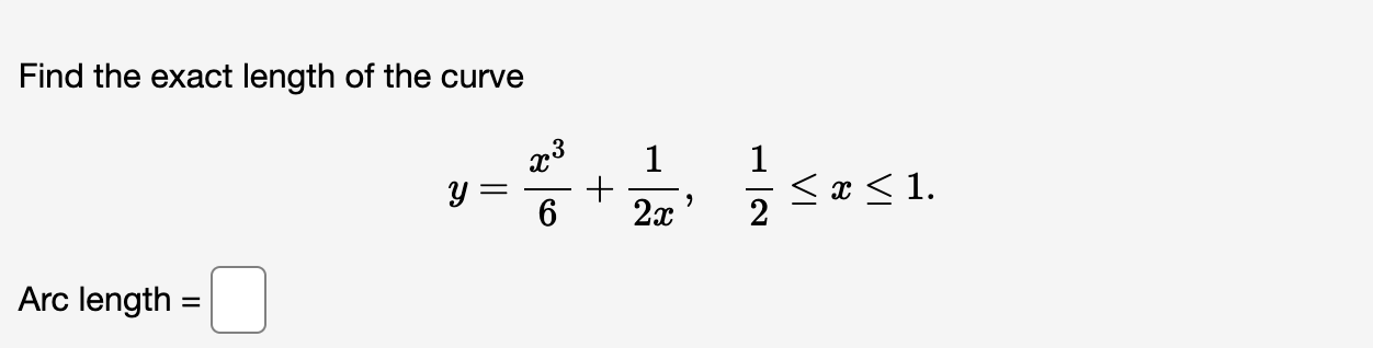Solved Find the exact length of the curve Arc length: = | Chegg.com