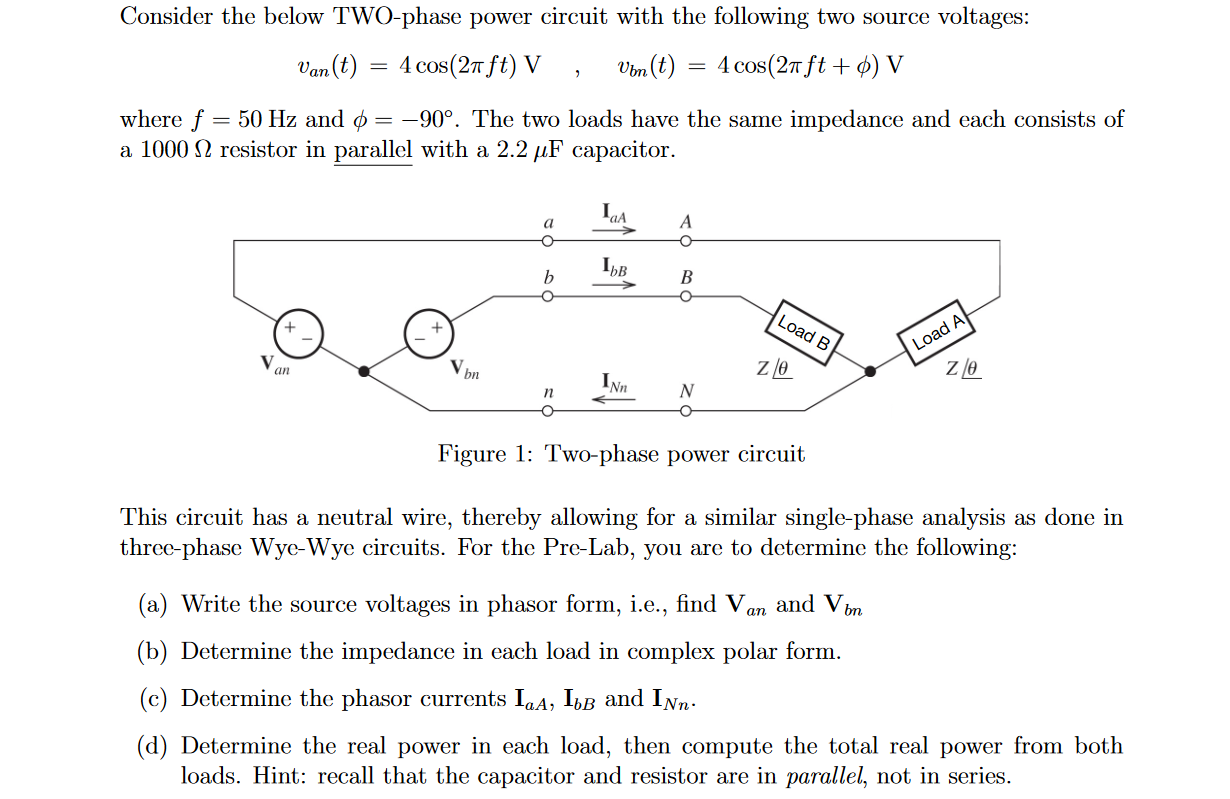 Solved Consider the below TWO-phase power circuit with the | Chegg.com