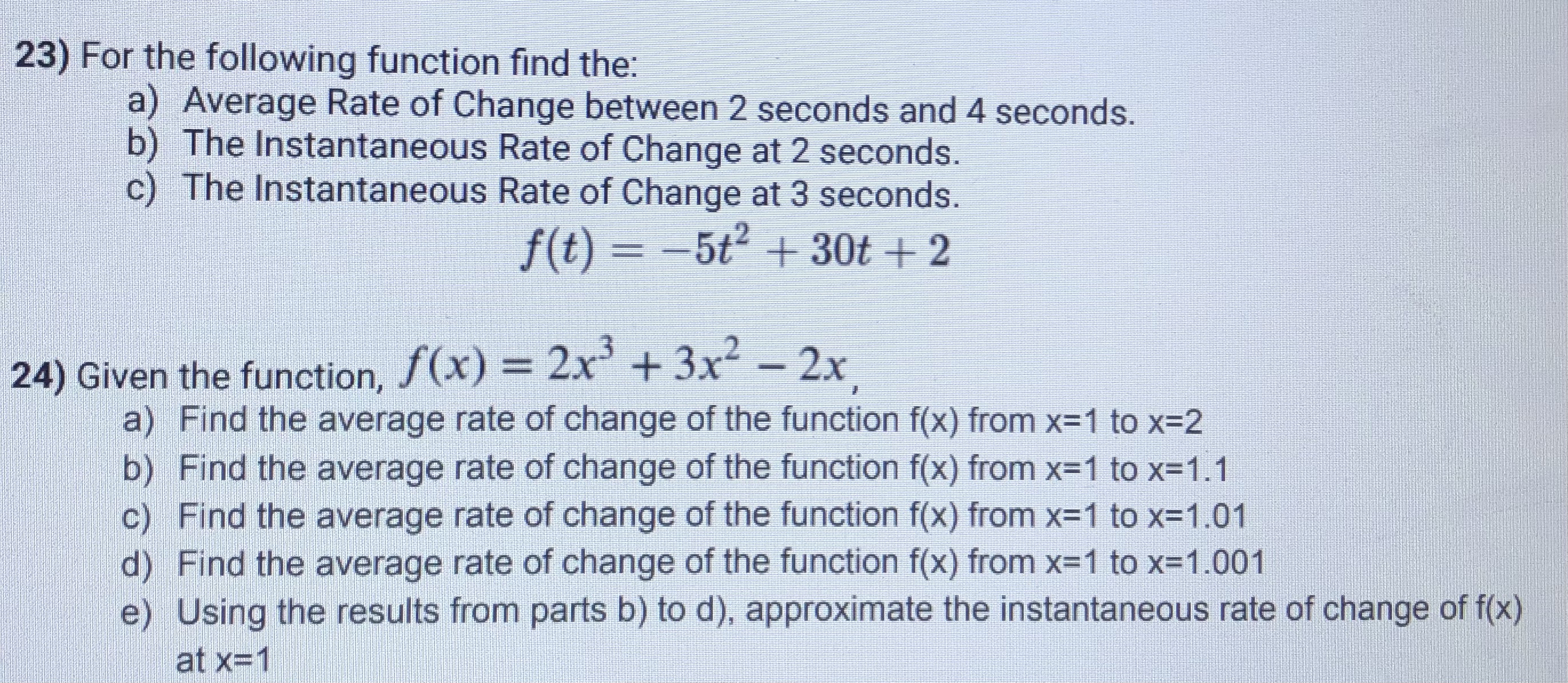 Solved 23) For the following function find the: a) Average | Chegg.com