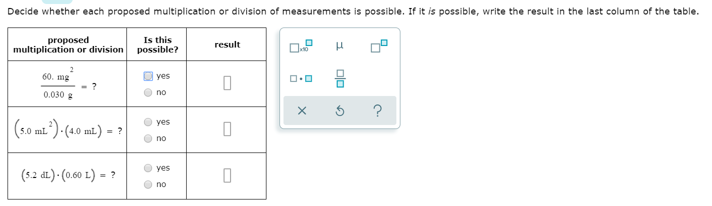 Solved Decide whether each proposed multiplication or | Chegg.com