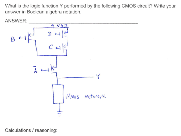 Solved What is the logic function Y performed by the | Chegg.com