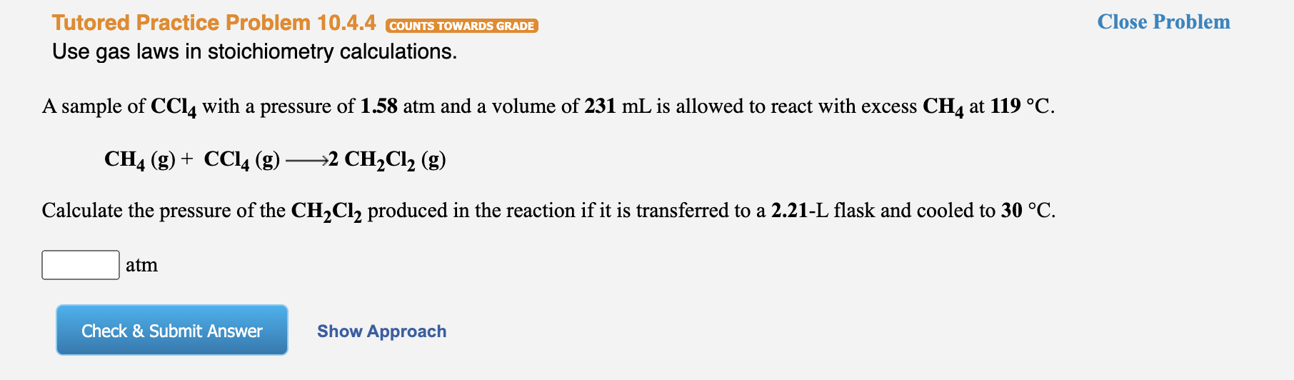 Solved Close Problem Tutored Practice Problem 10.4.4 COUNTS | Chegg.com