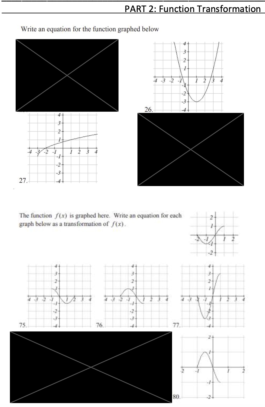 Solved PART 2: Function Transformation Write an equation for | Chegg.com