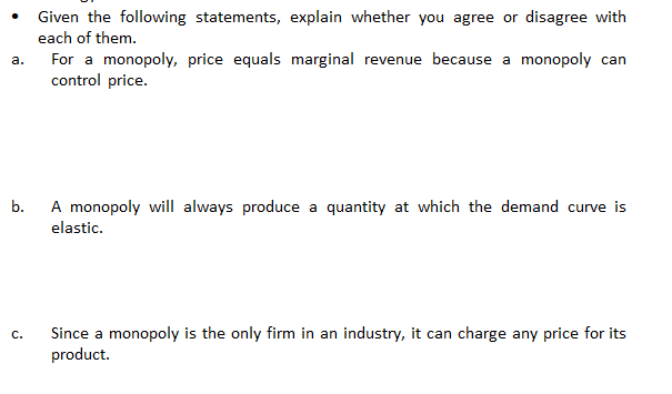 Solved - Given the following statements, explain whether you | Chegg.com