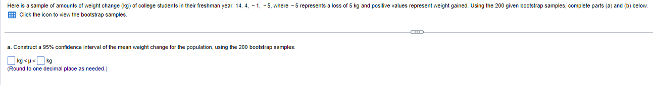 Click the icon to view the bootstrap samples. a. | Chegg.com