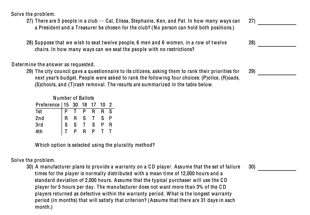 Solved Solve the problem. 27) There are 5 people in a club | Chegg.com