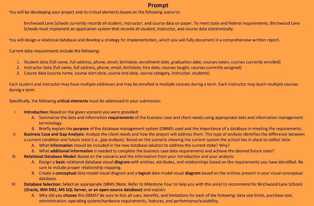 Database Proposal and Implementation Plan Report | Chegg.com