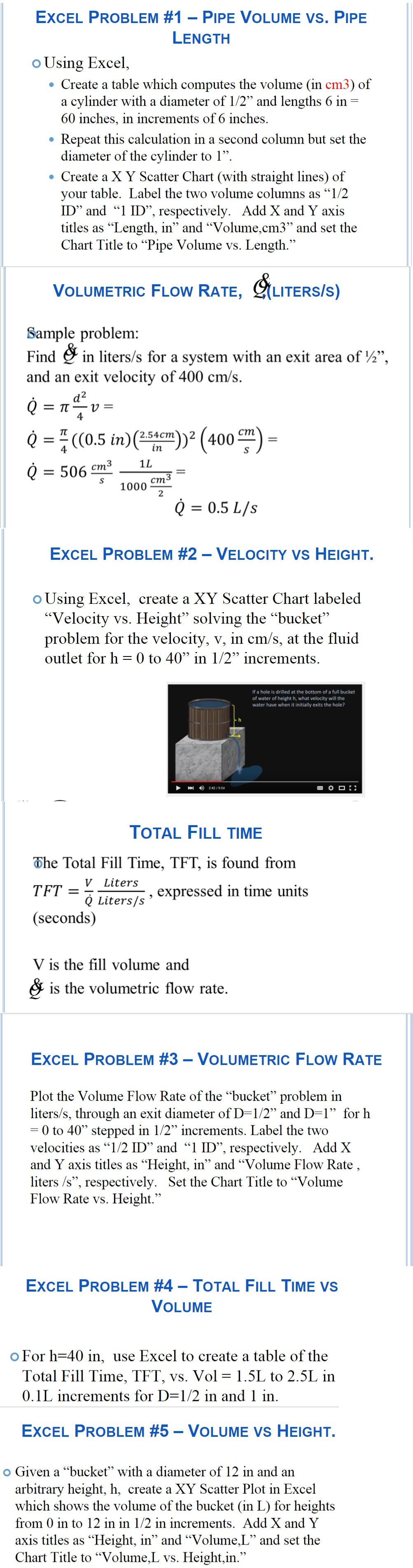 Solved EXCEL PROBLEM \#1 - PIPE VolUME VS. PIPE LENGTH o | Chegg.com