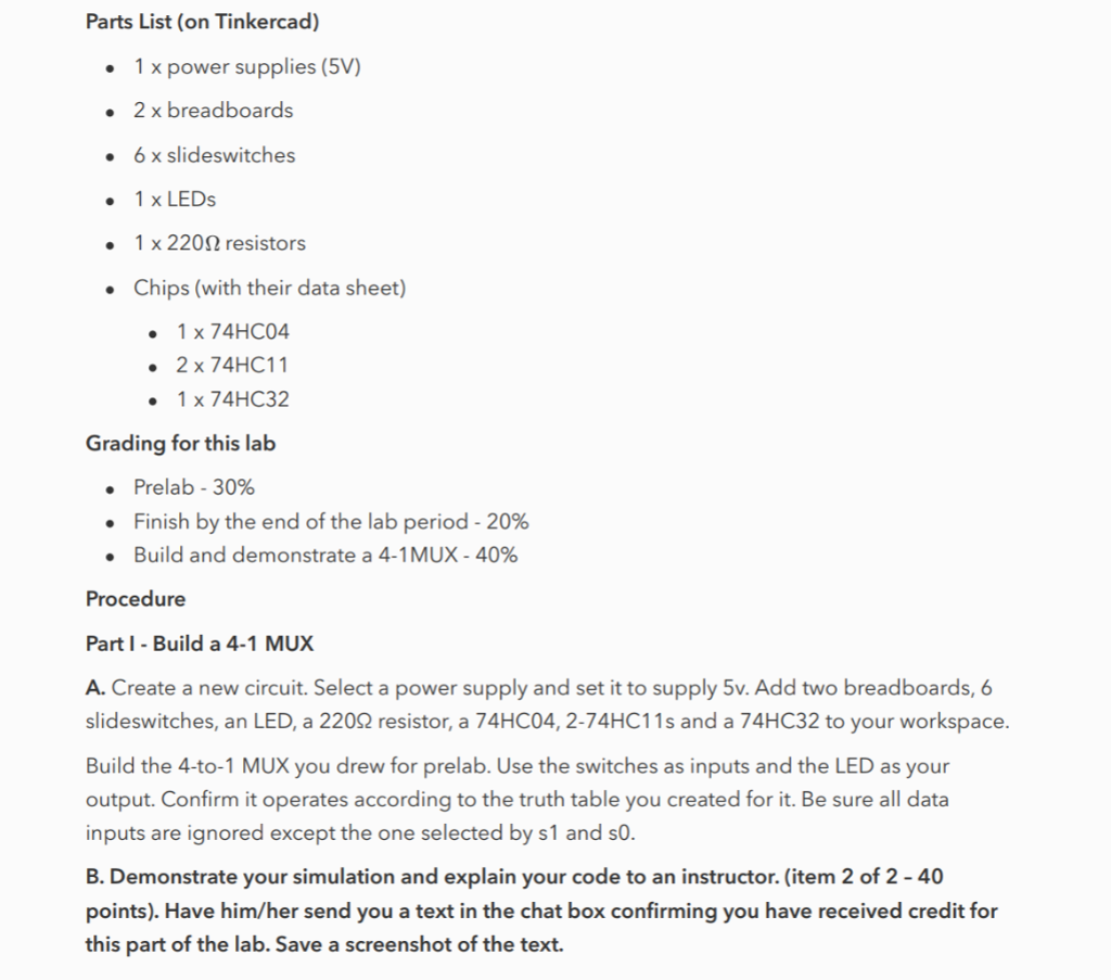 Solved Parts List (on Tinkercad) . 1 x power supplies (5V) • | Chegg.com