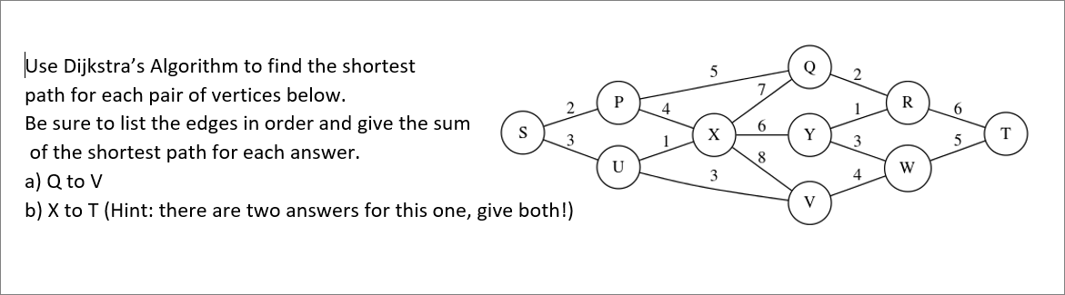Solved 5 R 6 Use Dijkstra's Algorithm to find the shortest | Chegg.com