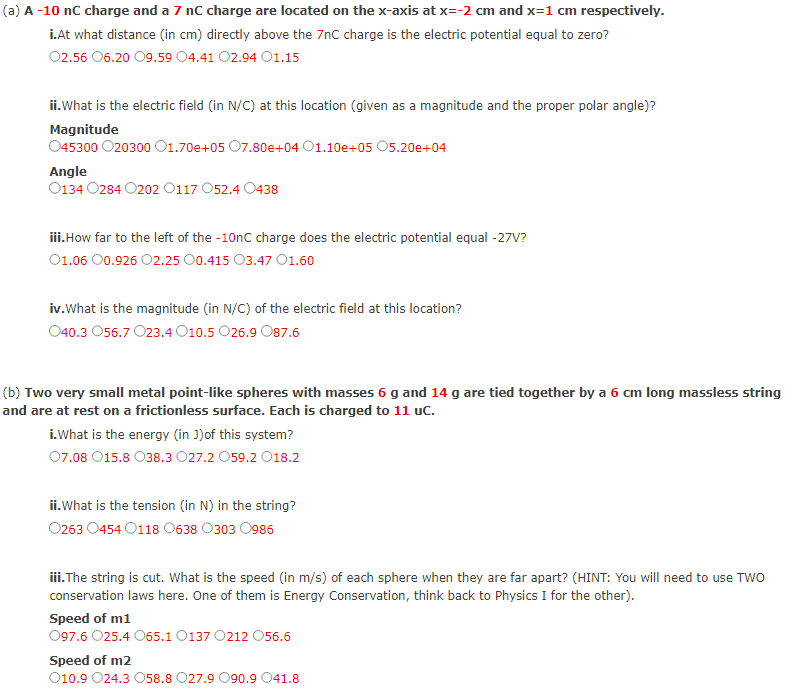 Solved a) A -10 nC charge and a 7nC charge are located on | Chegg.com