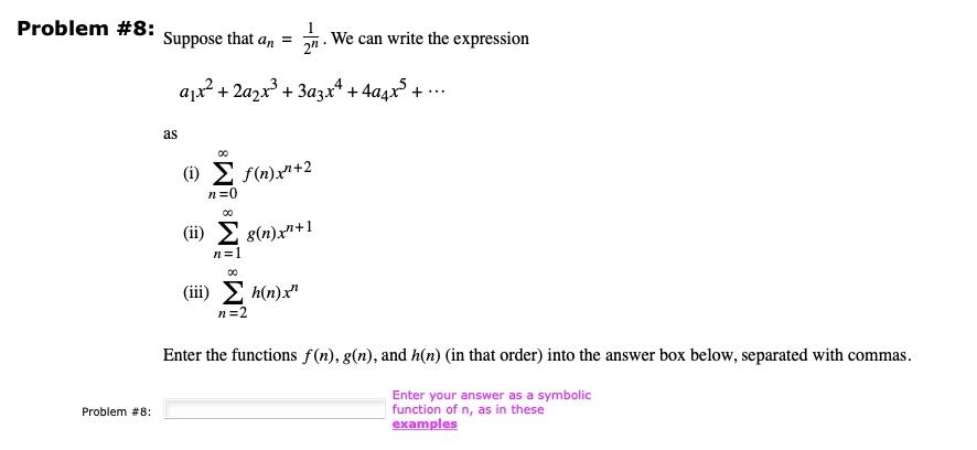 Solved Problem \#8: Suppose that an=2n1. We can write the | Chegg.com Solved Problem \#8: Suppose that an=2n1. We can write the | Chegg.com