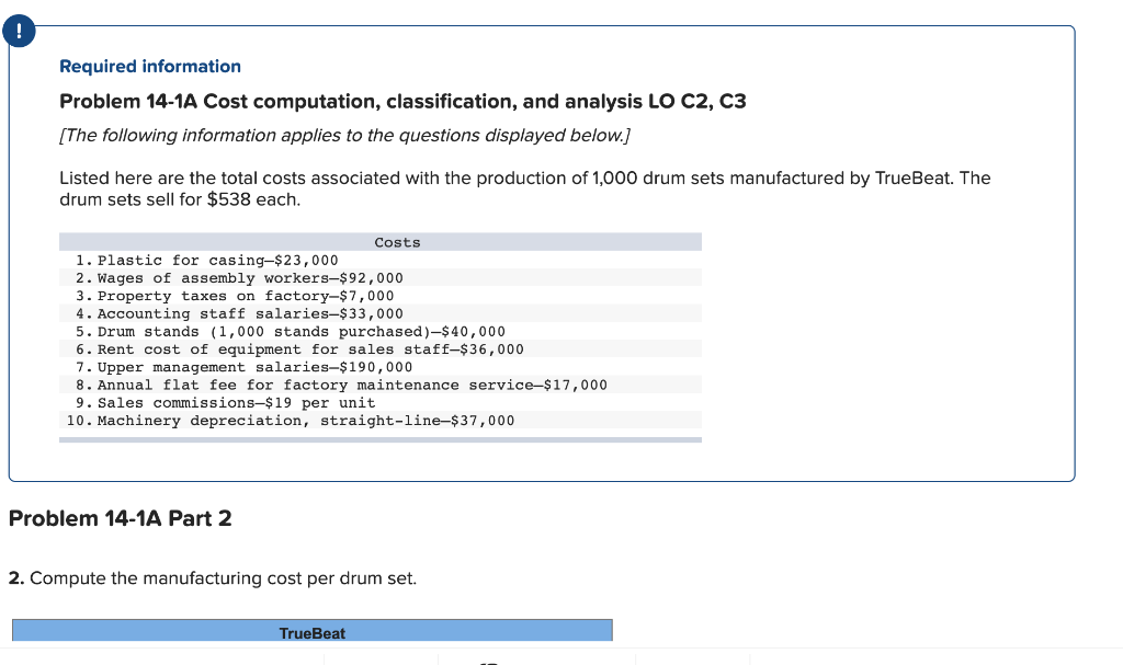 Solved Required information Problem 14-1A Cost computation, | Chegg.com