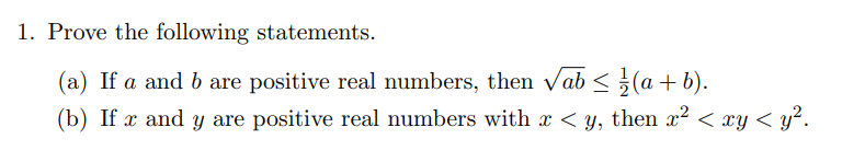 Solved 1. Prove the following statements. (a) If a and b are | Chegg.com