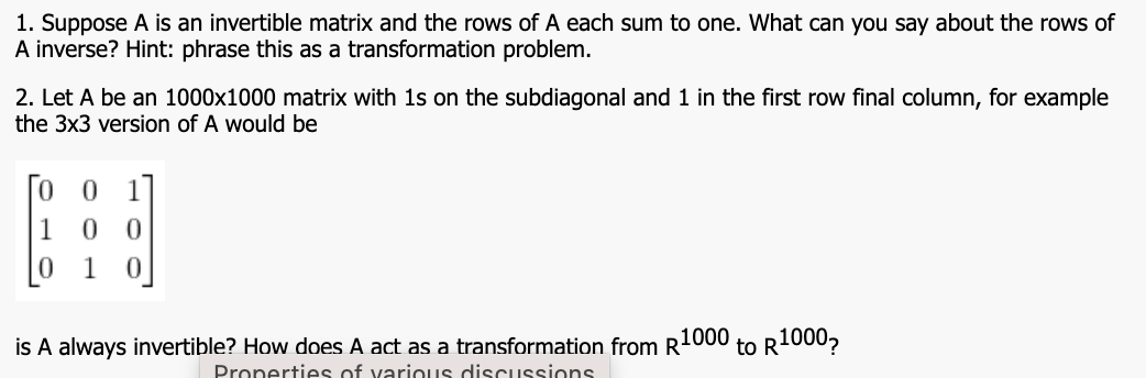 Solved 1. Suppose A is an invertible matrix and the rows of | Chegg.com