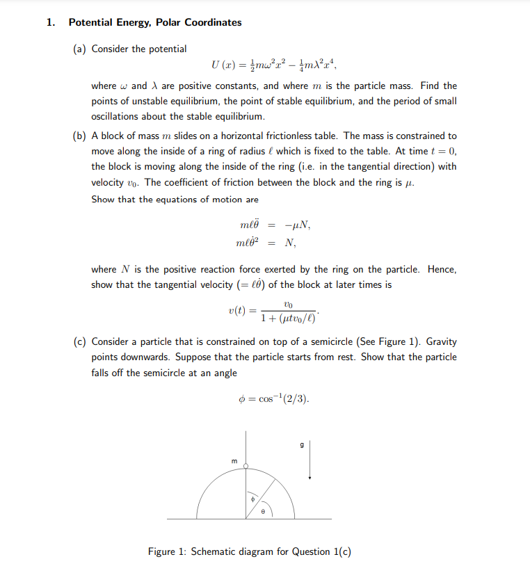 Solved Potential Energy, Polar Coordinates(a) ﻿Consider the | Chegg.com