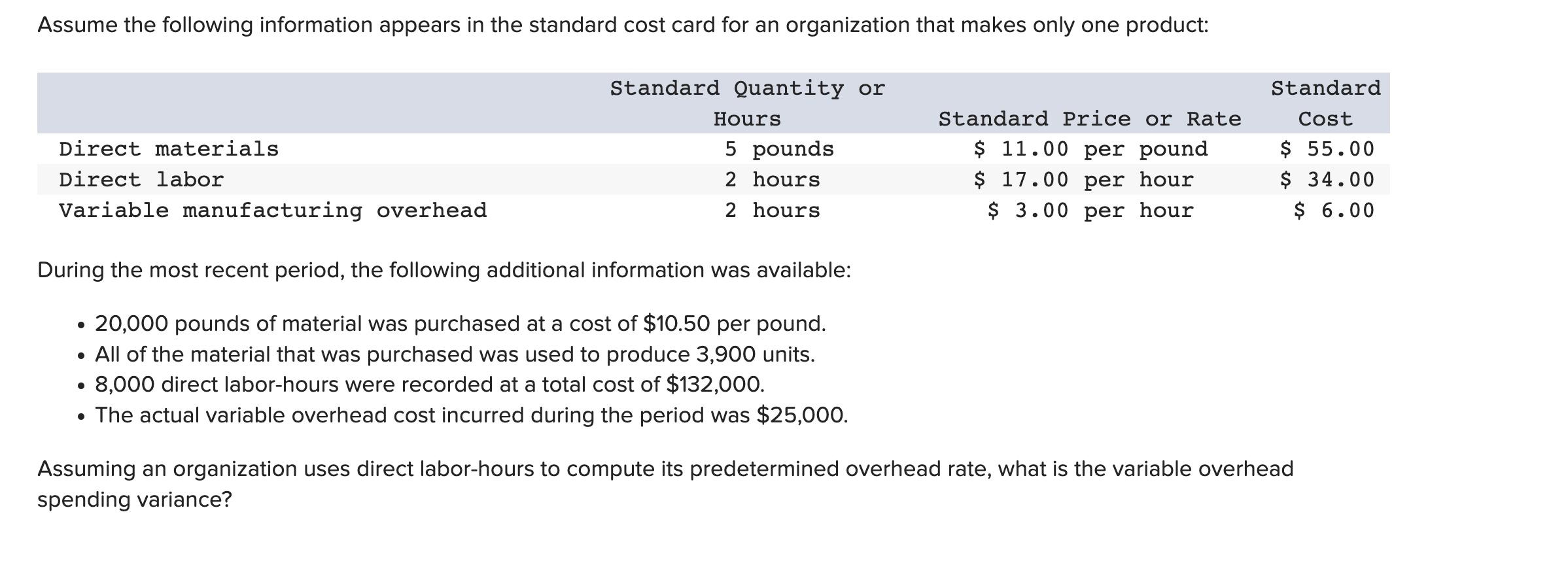 Solved During the most recent period, the following | Chegg.com