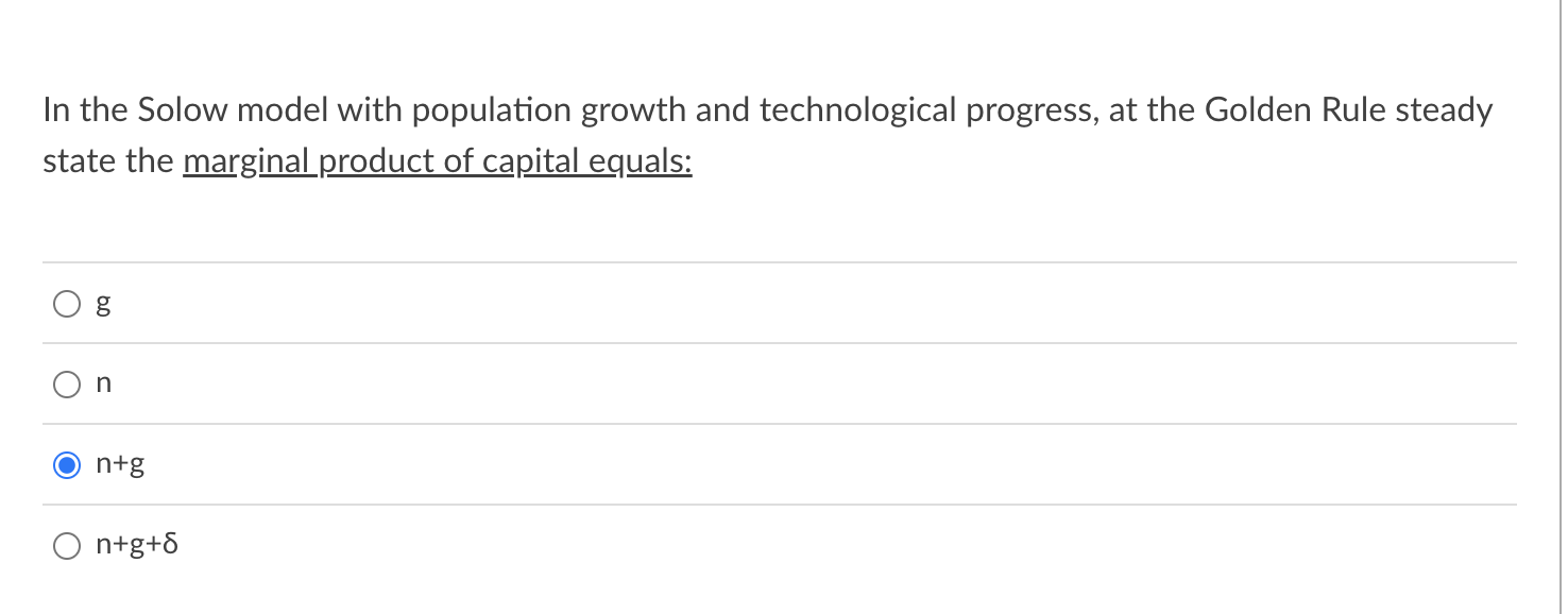 Solved In the Solow model with population growth and | Chegg.com