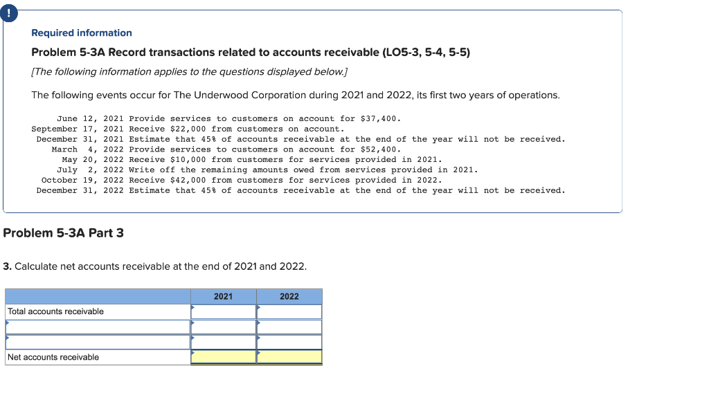 Required information Problem 5-3A Record transactions | Chegg.com