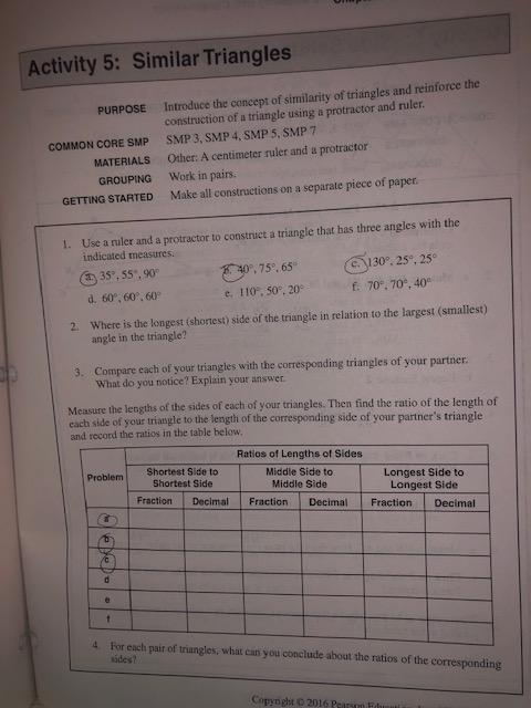 Solved Activity 5: Similar Triangles PURPOSE COMMON CORE SMP | Chegg.com
