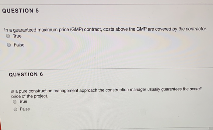 Solved QUESTION 5 In a guaranteed maximum price (GMP) | Chegg.com