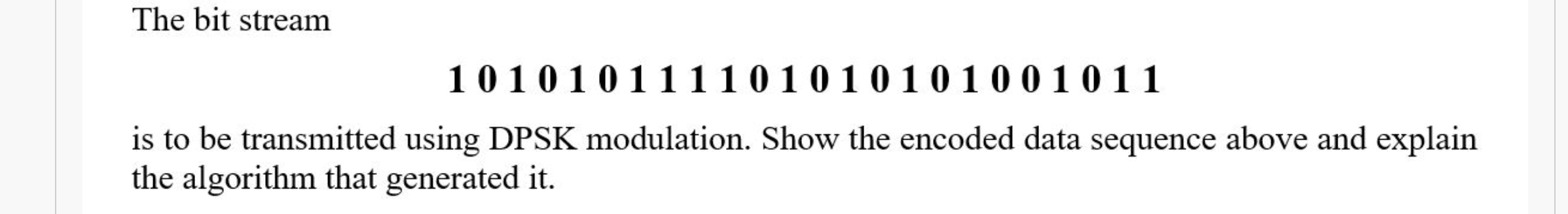 Solved The bit stream 10101 01111010101010 01011 is to be | Chegg.com
