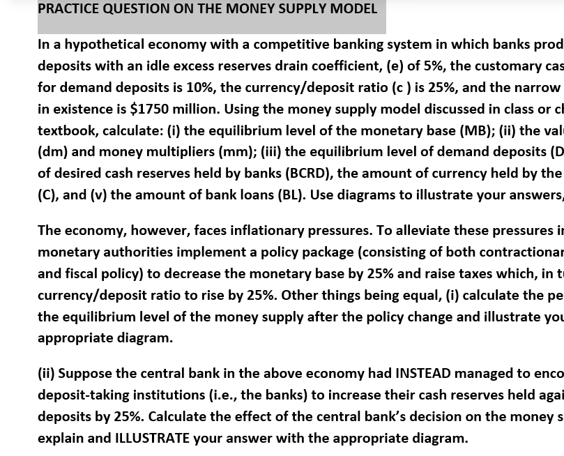 Solved In a hypothetical economy with a competitive banking | Chegg.com