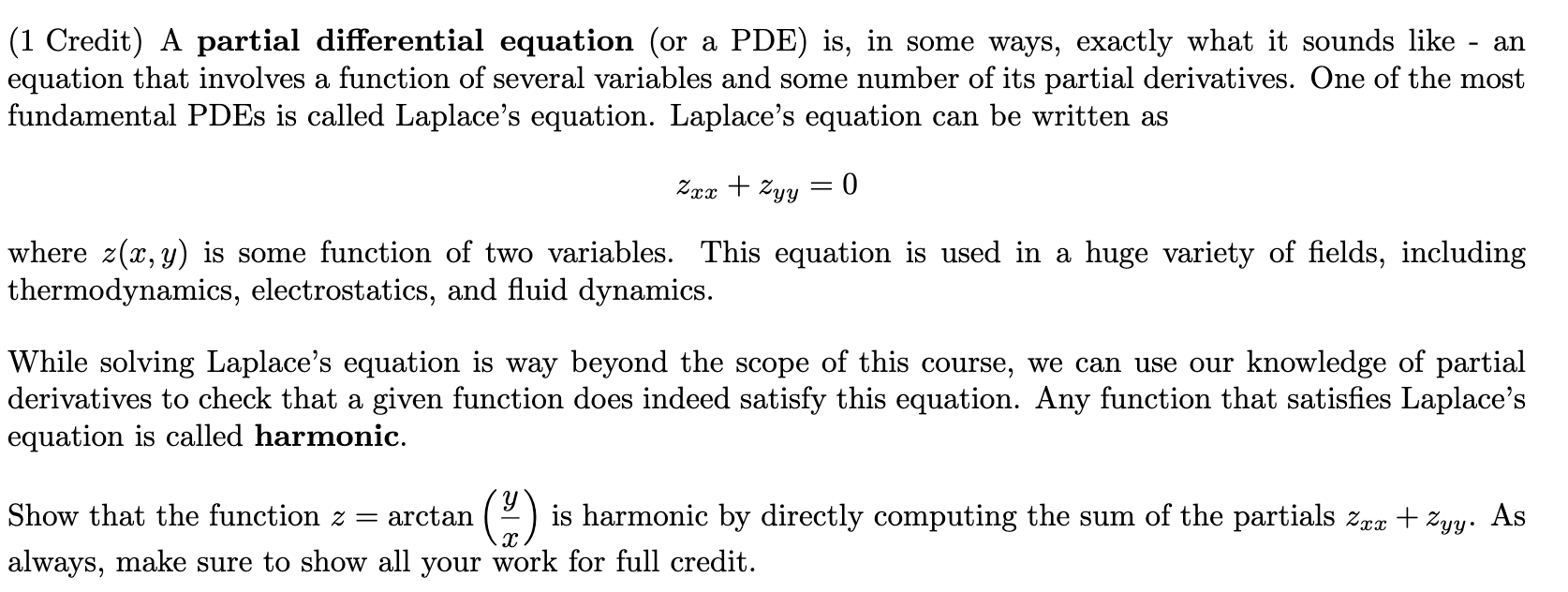Solved an (1 Credit) A partial differential equation (or a | Chegg.com