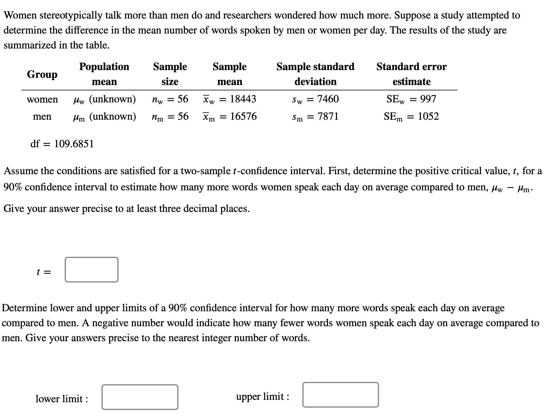 Solved Women stereotypically talk more than men do and | Chegg.com
