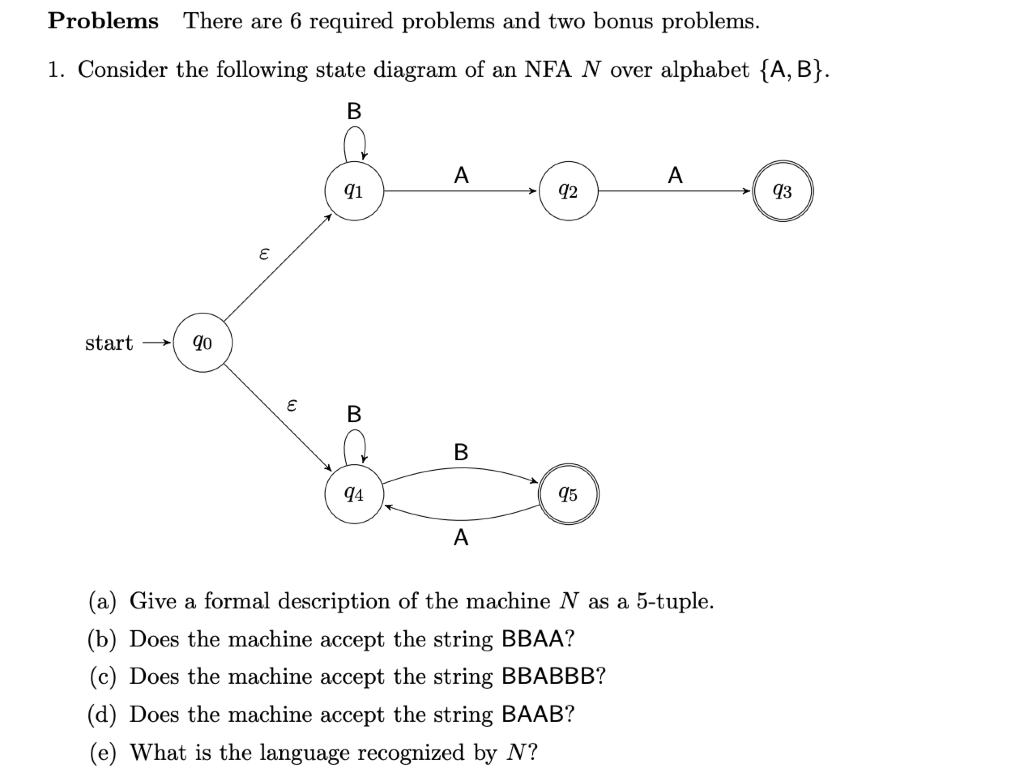 Solved Problems There are 6 required problems and two bonus | Chegg.com