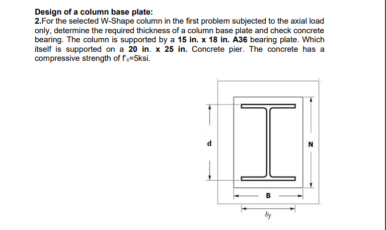 Solved Design of a column base plate: 2.For the selected | Chegg.com